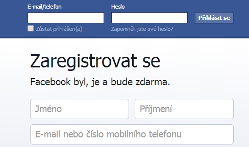 Facebook přihlášení se na svůj profil, účet | Vtipnice.eu