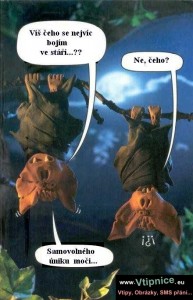 Vtipy kreslené - Únik moči u netopýrů | Vtipnice.eu