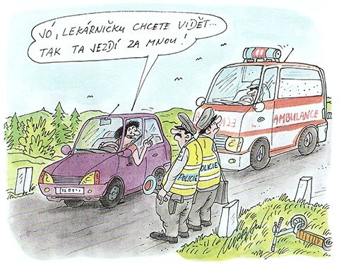Vtipy kreslené - Povinná lékárnička v autě | Vtipnice.eu